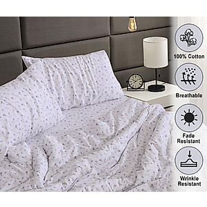 RUVANTI Flannel Sheets Queen Size - 100% Cotton Brushed Flannel Bed Sheet Sets - Deep Pockets 16 Inches - All Seasons Breathable & Super Soft - Warm & Cozy - 4 Pcs - Navlight