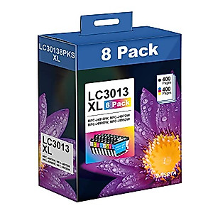 LC3013 8PKS High Capacity Compatible Ink Cartridge Replacement for Brother LC3013 LC-3013 LC3011 Work with MFC-J491DW MFC-J497DW MFC-J690DW MFC-J895DW Printer (2 Black, 2 Cyan, 2 Magenta, 2 Yellow)