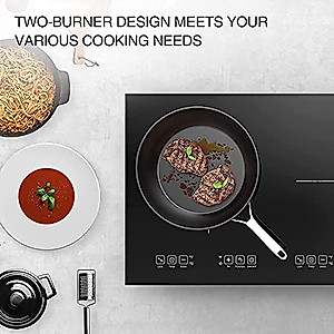 VBGK Double Induction Cooktop, 4000W Countertop Burner Hot Plate LCD Sensor Touch Energy-Saving Portable Induction Cooktops 2 Burner with Child Safety Lock & Timer, 110~120V