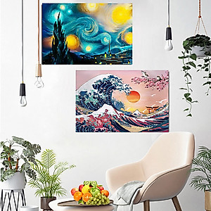 2-Pack Adult Diamond Art, 5D Diamond Painting Kit, DIY Round Full Diamond Art, Boys/Girls Diamond Paintings for Home Wall Art Decor Gifts, 12x16 Inch (Diamond drawing,12x16 Inch)