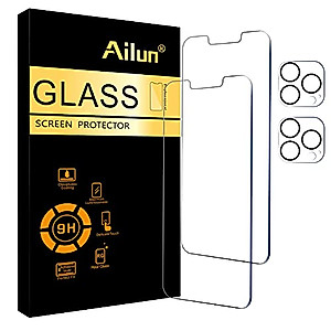 Ailun 2Pack Screen Protector for iPhone 13 Pro [6.1 inch] Display 2021 + 2 Pack Camera Lens Protector, Tempered Glass Film,[9H Hardness] - HD [Not for iPhone 13 Pro Max][4 Pack]