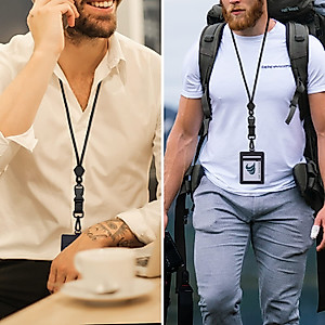 ID Badge Holder, Wisdompro Durable 23 inch Heavy Duty Lanyard with ID Holder, Safety Breakaway Detachable Buckle, Swivel Metal Hook, 1 Clear ID Window & 2 Credit Card Slot - Vertical Black