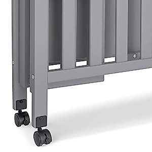 DaVinci Dylan Folding Portable 3-in-1 Convertible Mini Crib and Twin Bed in Grey, Greenguard Gold Certified