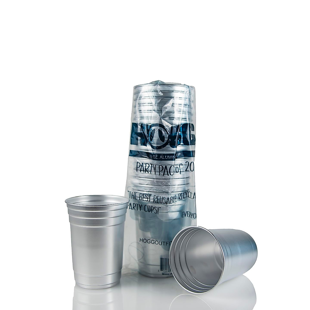 Hogg 16oz Aluminum Cup Case – 25 Packs (500 Units), Recyclable Party Cups for Events and Tailgates