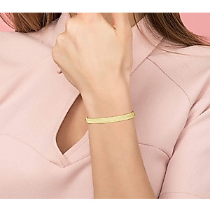 Savlano 18K Gold Plated 925 Sterling Silver Solid Italian Herringbone Magic Diamond Cut Link Chain Bracelet With Gift Box For Women & Men - Made in Italy (8, 4.5mm)