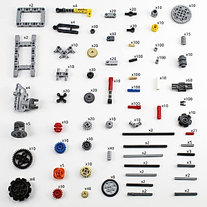 TTLYHEK 1533 PCS Technical Parts Building Block Accessories Vehicles Gears Cross Axles Wheels Connector Pieces Set Chain Link Pin Joint Shock Absorber MOC Toys