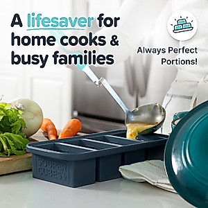 Souper Cubes 1 Cup Silicone Freezer Molds - Soup Cubes Perfect for Storing Broth, Rice, Leftovers and More - Silicone Freezer Trays with Lids for Meal Prep - Charcoal - 1-Pack