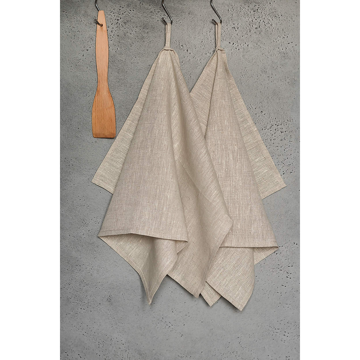 Harmony Idea Linen Kitchen Towels. Natural Absorbent Dish Towel, 100% European Flax - 18" x 28"(Set of 2) (Grey)
