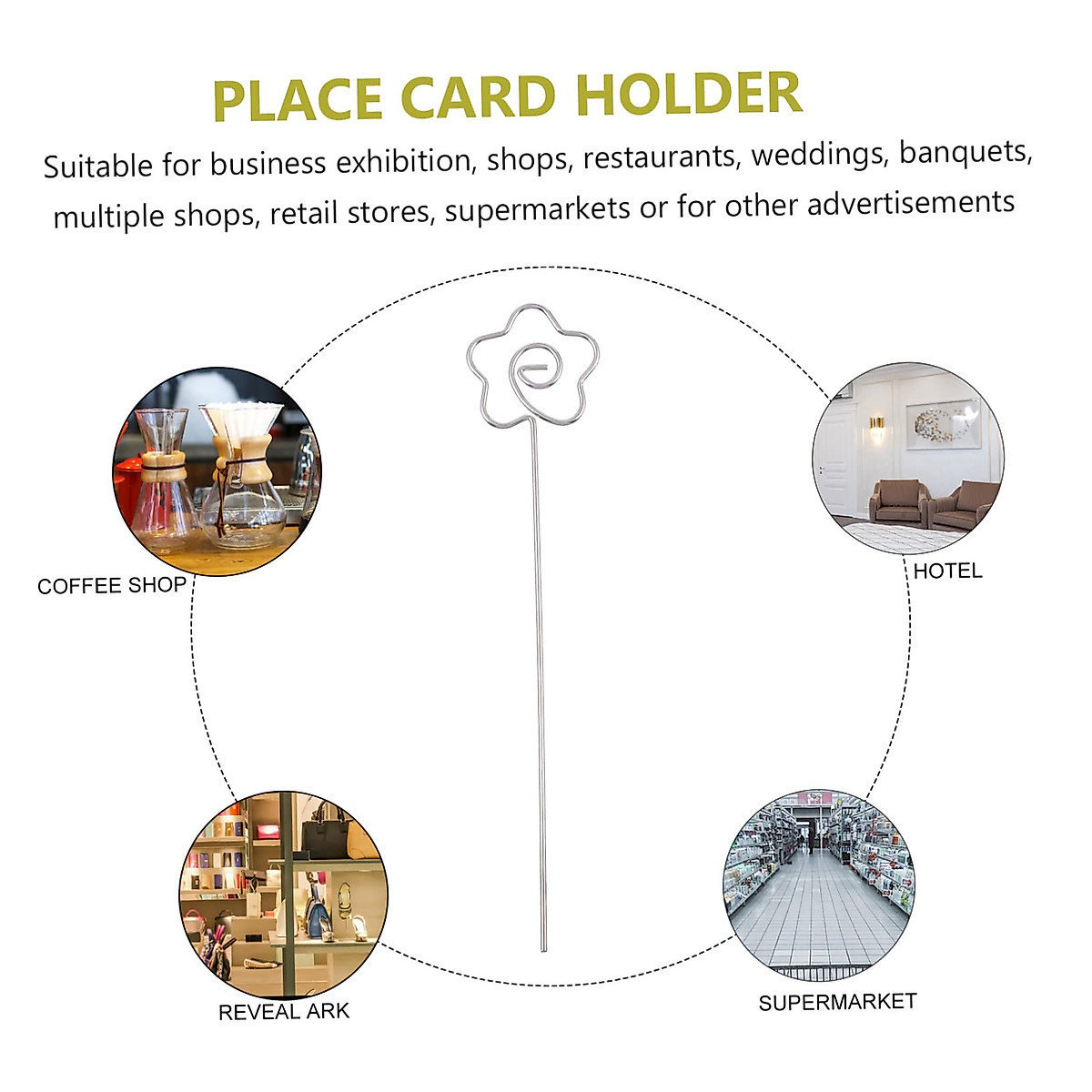 Kisangel 30pcs Silver Decor Holder Clamp Wire Pick Swirl Place Prom Decorations Paper Clip Cake Ring Wedding Birthday Clips Picture Note Table Decorative Bouquet Office for Flower Memo