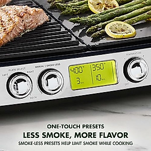 GreenPan Elite XL Smoke-less Grill and Griddle, Healthy Ceramic Nonstick Interchangeable/Removeable Cast Aluminum Plates, Indoor BBQ Sear Sizzle, LCD Display, Splash Guard, Drip Tray, PFAS-Free, Black