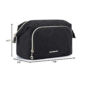 BAGSMART Travel Makeup Bag, Cosmetic Bag Make Up Organizer Case,Large Wide-open Pouch for Women Purse for Toiletries Accessories Brushes Black