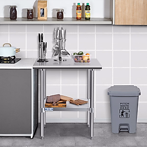 Hally Stainless Steel Table for Prep & Work 30 x 36 Inches, NSF Commercial Heavy Duty Table with Undershelf and Galvanized Legs for Restaurant, Home and Hotel