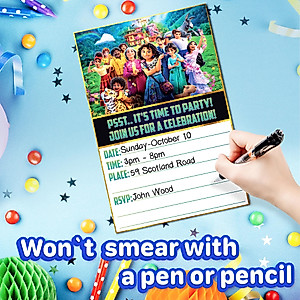 Set of 20 Encanto -Themed Happy Birthday Invitation Cards & Envelopes - Lightweight (240g), Postcard Style Invites for the Perfect Party Pack