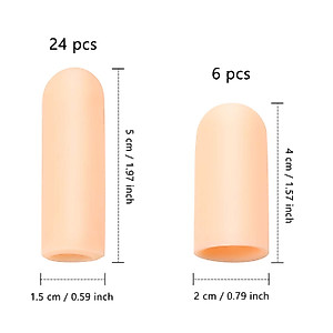 Frienda 30 Pieces Gel Finger Protector Finger Cots Silicone Finger Cover Cap Gel Finger Sleeves Finger Support for Finger Cracking, Finger Trigger (Apricot)