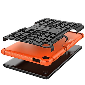 DWaybox for Samsung Galaxy Tab A7 Lite Case 2021 8.7 inch SM-T225/T220, Hybrid Armor Heavy Duty 2in1 TPU + PC Combo Dual Layer Rugged Shockproof Protective Cover Case with Kickstand -Orange
