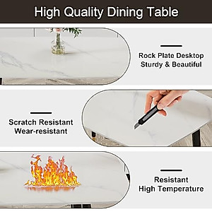LFVFFA Dining Table Set for 4,Marble Kitchen Dining Room Table and Chairs Set,50 inch Rectangular Kitchen Table, Modern Home Furniture for Kitchen, Dining Room