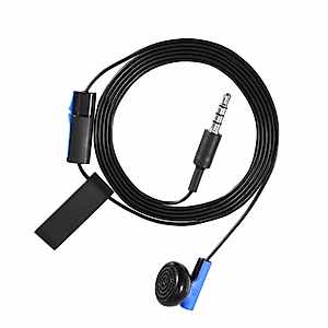 Zerone Mono Chat Earbud with Mic for Playstation 4, 3.5mm Single-Sided One Ear Wired Headset in-Ear Gaming Earbud for PS4 Slim PRO - Mobilephone PC Tablet Compatible