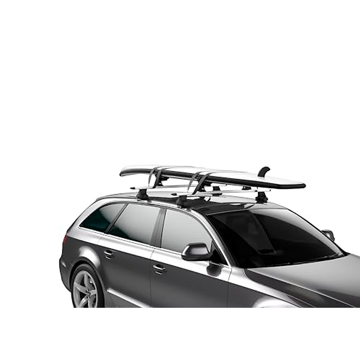 Thule DockGrip - Carries up to 36" wide kayaks and SUPs - Fits all hull shapes - Fits most roof rack cross bars - Kayak roof rack - Stand up paddleboard compatible - 85lb weight capacity