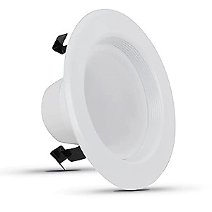 Feit Electric 4 inch LED Recessed Downlight - Baffle Trim - Standard E26 Adapter - 2700K Soft White - Dimmable- 50W Equivalent - 45 Year Life - 650 Lumen, 6-Pack, LEDR4B/927CA/MP/6