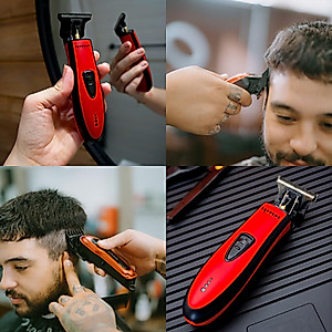 Supreme Trimmer 2-in-1 Pro Clipper & DLC T-Shaper Combo | Professional Beard Trimmer ST5215 & Hair Clipper STC5030 Barber Kit | Red