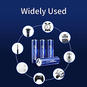Deleepow Rechargeable AA Batteries USB 3400mWh AA Lithium Rechargeable Batteries 1500 Cycle with USB C Cable 4-Pack