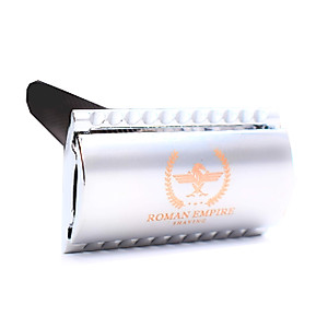 Caesar Gun Metal Safety Razor by Roman Empire Shaving with Set of 20 Shaving Blades (Astra-Derby-Shark-Treet)