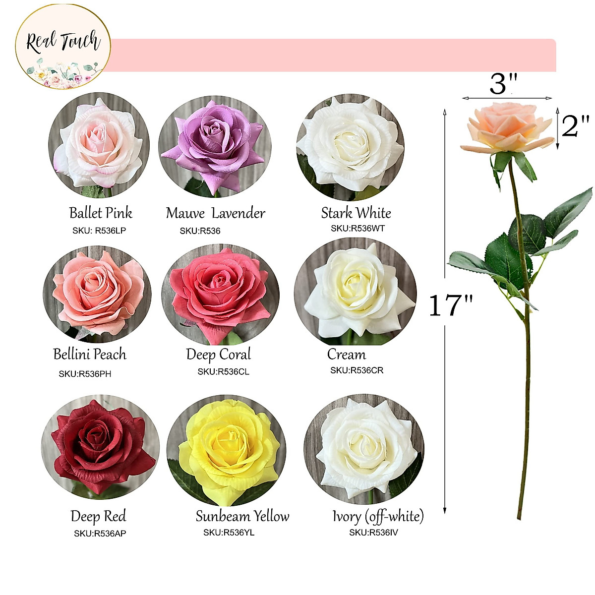 Angel Isabella, LLC Real Touch Rose - 1 Dozen(12 Stems) Life-Like Realistic Touch Artificial Flowers for Decor, Wedding, Crafts (White)