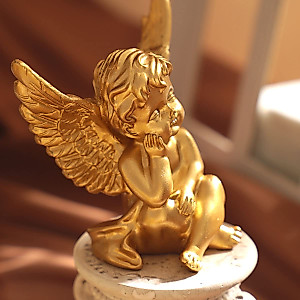 Golden Angel Small Decoration Resin StatueCreative Decoration Home Accessories Decoration Birthday Gift (Set of Angel Ornaments)