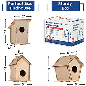 9 Wooden Birdhouses & 9 Wind Chimes -Art & Crafts for Kids Ages 4 5 6 7 8 - Kids Bulk Arts and Crafts Set with Painting Kit -DIY Wood Bird House and Windchimes Kits for Boys Girls to Build & Paint