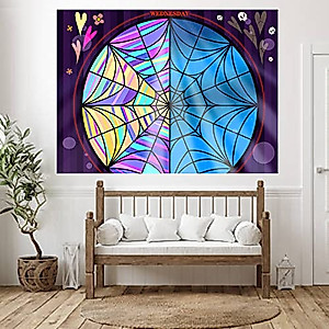 Wednesday Banner Happy Birthday Backdrop Horror Fantasy TV Drama Theme for Boys Girls Fans Room Bedroom Playroom College Dorm and Apartment Decor Wednesday Party Supplies Birthday Party Decorations