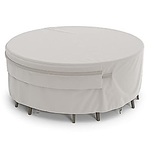 MR. COVER 94" Dia Round Patio Table Cover, Outdoor Table and Chair Set Cover, 94Dia x 24H Inches, Waterproof & UV-Protection, Beige