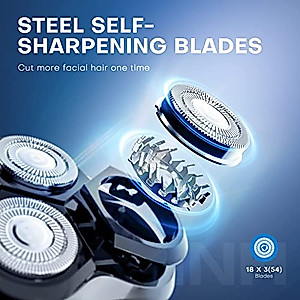 Men's Electric Shaver - LOBINH 3D Rechargeable Waterproof IPX7 Wet & Dry Shaving Electric Razor Rotary Shaver for Men with Pop-up Sideburn Trimmer,1 Hour Fast Charging, LCD Power Indicator - PA188