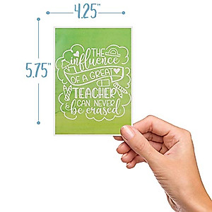 VNS Creations 10 Teacher Thank You Cards with Matching Envelopes & Stickers | Bulk Appreciation Thank You Notes Pack for Teachers | Great Gift Set for Teachers Day or Valentines Cards for Teachers.