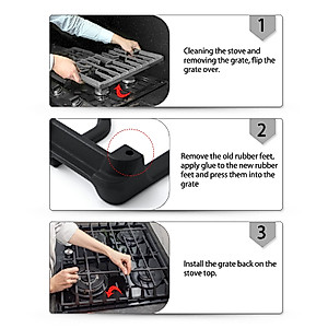 031430-000 Grate Rubber Feet Replacement for Viking Stove Range Parts Stove Top Protector Rubber Grate Foot Burner Grate Pad Viking Cooktop Range Grate Rubber Feet Grate Bumpers Grommets 12Pcs