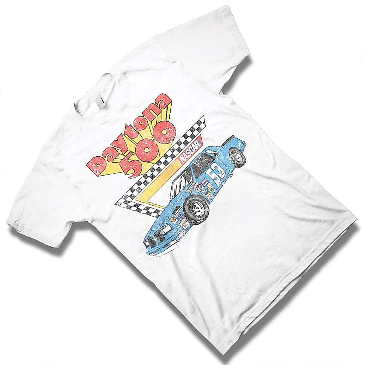 NASCAR Vintage Daytona 500 Shirt Racing Mens Graphic T-Shirt (White Daytona, X-Large)