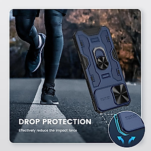 NULETO for iPhone 13 Pro Max & iPhone 12 Pro Max Case: iPhone 13 Pro Max & iPhone 12 Pro Max Case with Stand & Camera Cover - Protective Case Built-in 360° Rotate Ring Kickstand Shockproof - Blue