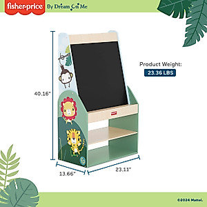 Fisher Price Fauna Collection Wild Wonder Artist Center by Dream On Me, Jungle Print, Built-in Blackboard, Crafted with Durable Pinewood