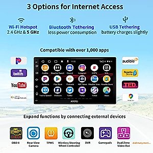 ATOTO A6 PF 7" Android Double-DIN Car Stereo, Wireless Carplay & Wireless Android Auto, Full Touchscreen Car Radio, Mirror Link, WiFi/Bluetooth/USB Tethering, HD LRV, Backup Camera, Mic, A6G2B7PF-S01