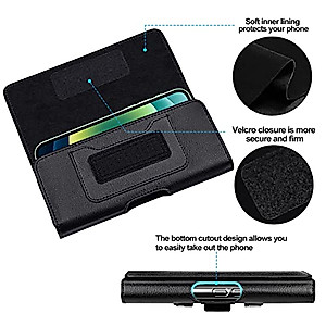 ykooe Premium PU Leather Holster for iPhone 13 Pro 13 12 12 11 XR, Max, with Card Slot Holder Cell Phone Belt Clip Case Samsung Galaxy S22 S21 S20 A32 A13 (Fits Phone with Otter Box Case on), Black