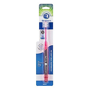 Brilliant Soft Bristle Toothbrush for Adults - Round Brush Head Micro-Fine, Rounded-Tip 360 Degree All Around Bristles, Sensitive Tooth Brush, Oral Hygiene Products, Red, 1 Count