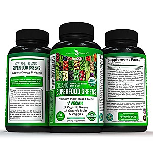 Potent Garden 2-Pack Organic Superfood Greens, Fruit and Veggie Supplement Rich in Vitamins & Antioxidants with Alfalfa, Beet Root & Tart Cherry to Boost Energy, Immunity & Gut Health, 120 Ct