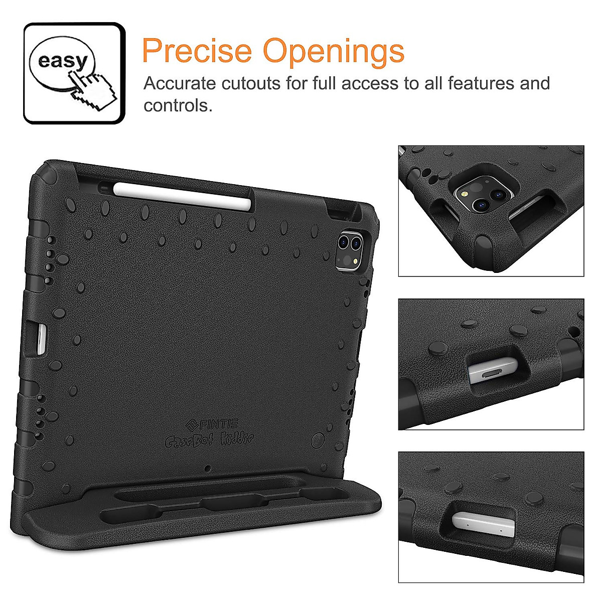 Fintie Case for iPad Air 5th / 4th Generation (2022/2020) 10.9 Inch, iPad Pro 11" (4th/3rd/2nd Gen)- Kiddie Lightweight Shockproof Kids Friendly Stand Cover, Pencil Holder, Black