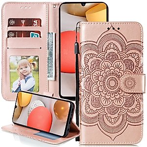 IMIRST for iPhone 15 Pro Max Case Mandala Embossed Premium PU Leather Bookstyle Magnetic Flip Wallet Case with Card Slot Stand Shockproof Cover for iPhone 15 Pro Max Mandala Rose Gold LD