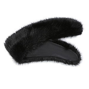 Lucky Leaf Women's Faux Fur Shawl Party Faux Fur Collar Fur Wraps for Winter Bridal Wedding Cover Up (Black, 100cm)