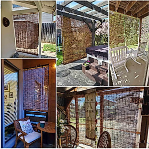 Patio Shades Roll Up Outdoor, Bamboo Blinds for Outdoor Patio, Thernal Insulated Shading Reed Blinds, Blackout Bamboo Shade, Privacy Screen, 24″ 30″ 34″ 36″ 39″ 43″ 48″ 51″ 55″ 70″ Width