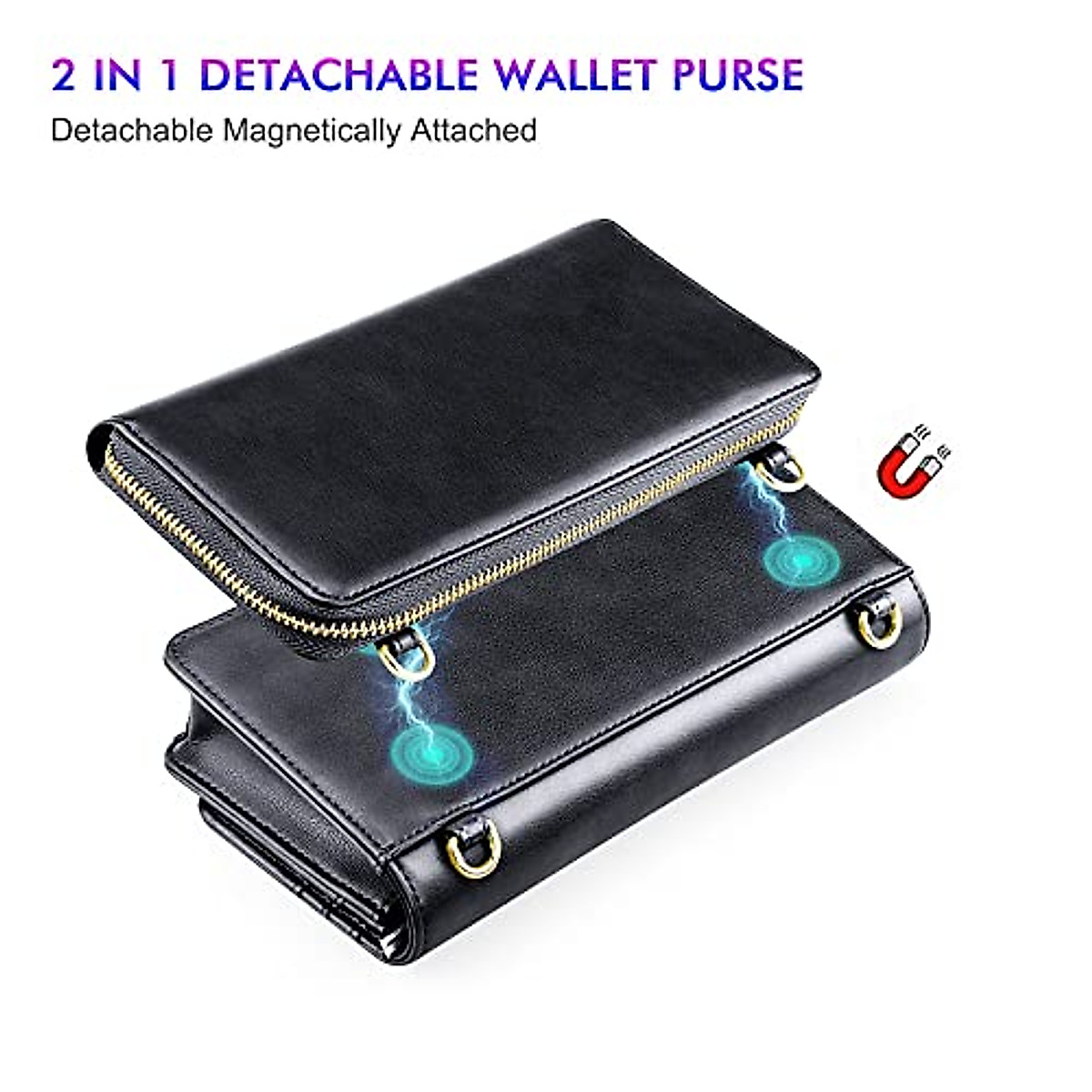 nuoku Crossbody Bags for Women, Detachable Credit Card Holder and Wallet for Women with RFID Blocking, Includes 2 Size Bags