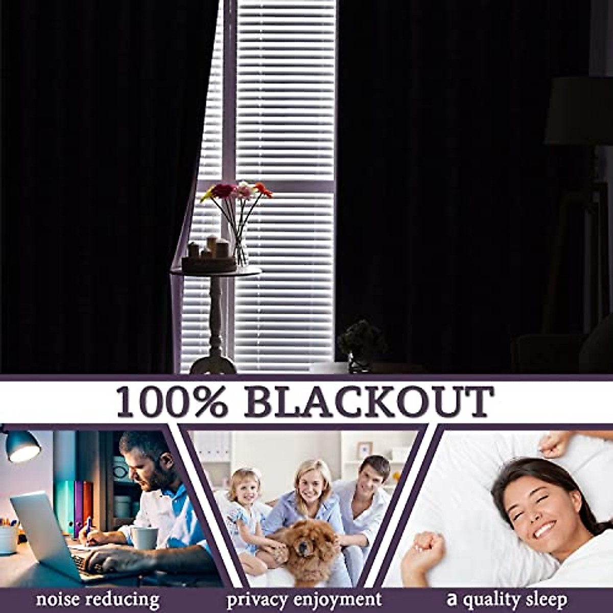 Flamingo P 100% Blackout Curtains Textured Linen Curtains for Bedroom Energy Saving Window Treatment Grommet Burlap Curtain Drapes Thermal Insulated White Liner, 2 Panels, 52 x 108 Inch, Ivory