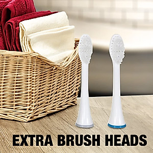 ToiletTree Products Poseidon Rechargeable Sonic Toothbrush with Inductive Charger and 3 Replacement Brush Heads for Multiple Users