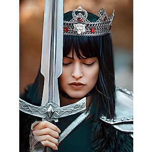 SWEETV Animal Totem King Crown for Men and Women, Wolf Crown, Medieval Metal Tiara Costume Hair Accessories for Knight, Witch, Gothic, Viking, Halloween, Wolf 1 / Antique Silver