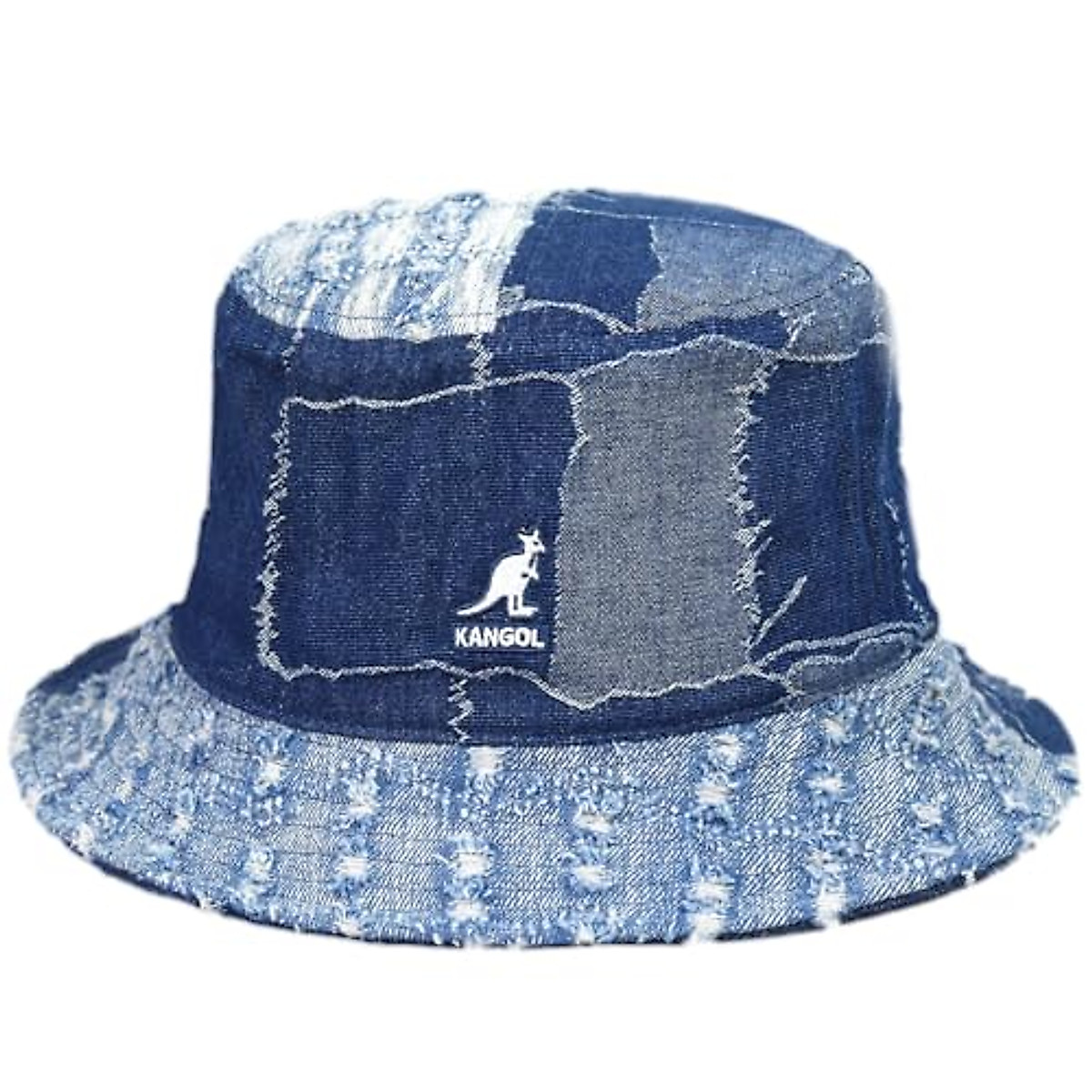 Kangol Denim Mash-Up Bucket Hat for Women and Men, X-Large, Med Blue